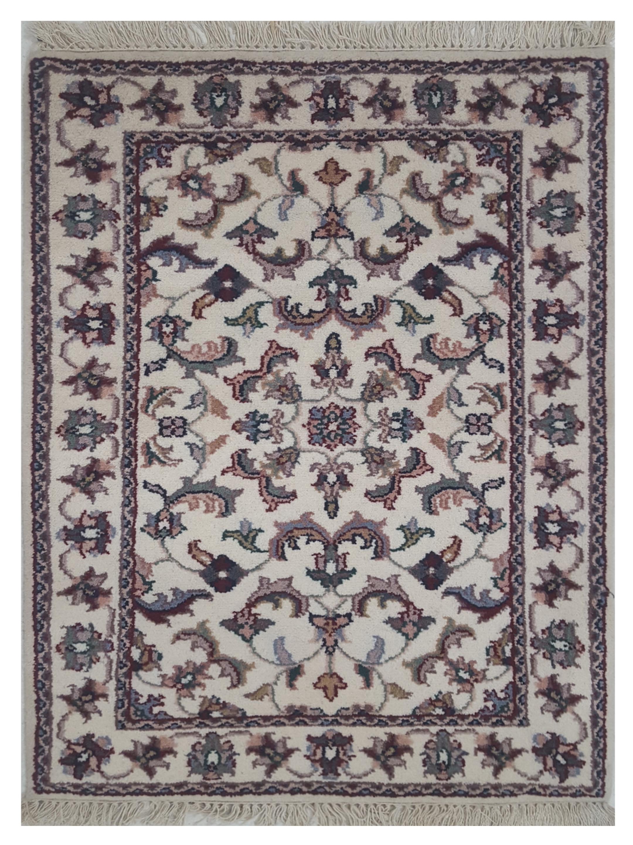 Pacific Kashan Indo 36727 Ivory Ivory Traditional Hand Knotted Rug ...