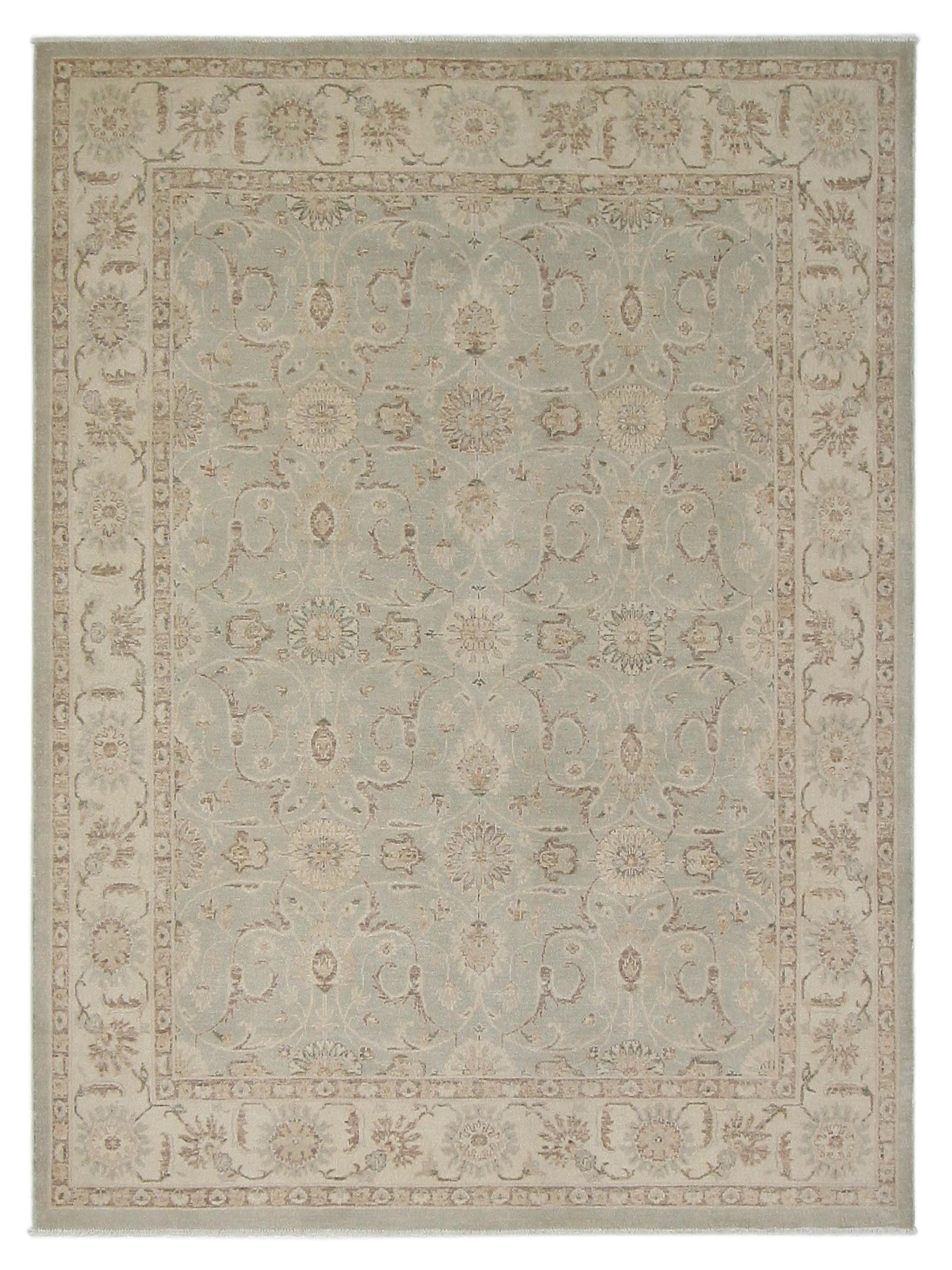 Pacific Ziegler 39797 Lt.Green Ivory Transitional Hand Knotted Rug ...